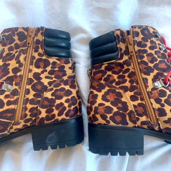 Shoes | Womens 9 Cheetah Print Hikers Booties Warm Brown Combat Boots ...